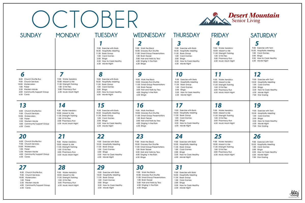 Giant Community Event Calendars 3'x2' or 4'x3' – Blitz Calendars